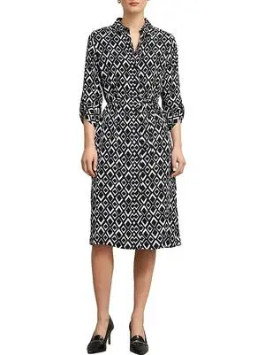 HOBBS LONDON Cali Printed Button-front Dress - Navy Ivory