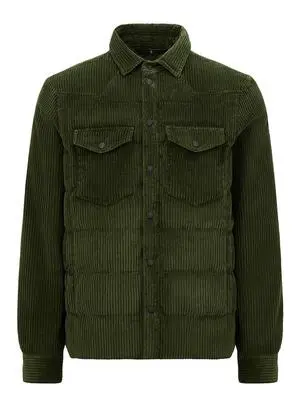Moncler Gelt Corduroy Down Shirt Jacket - Green