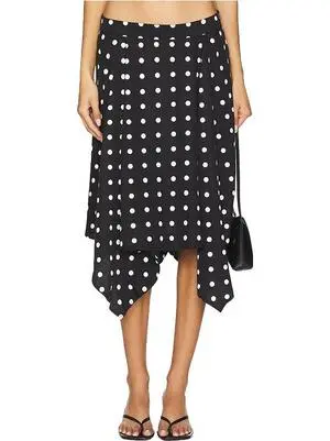 EB DENIM City Asymmetrical Hem Skirt - Polka Dot
