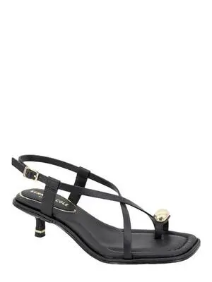 KENNETH COLE Kenneth Cole Geala Slingback Kitten Heel Sandal Black Leather