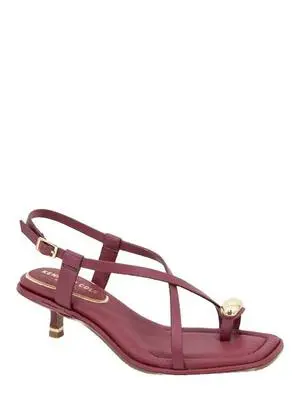 KENNETH COLE Geala Slingback Kitten Heel Sandal - Dark Red Leather