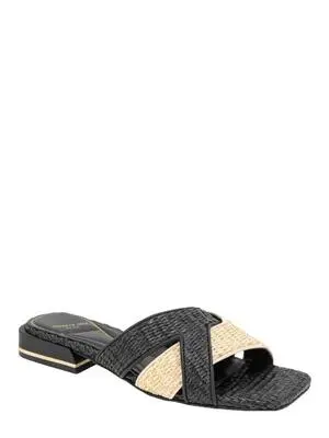 KENNETH COLE Issa Slide Sandal - Natural/ Black Raffia