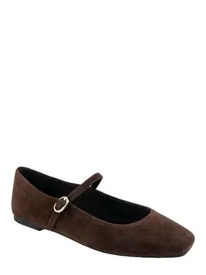 KENNETH COLE Jasper Mary Jane Flat - Chocolate Suede