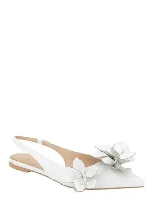 KENNETH COLE Tayla Pointed Toe Slingback Flat - White Patent