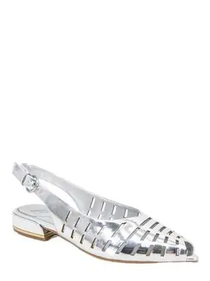 KENNETH COLE Calabra Slingback Peep Toe Flat - Silver