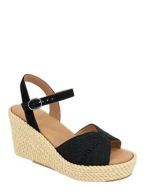 KENNETH COLE Nola Espadrille Wedge Sandals - Black Fabric