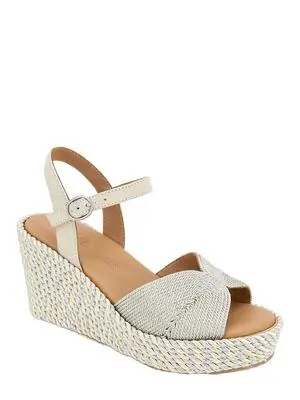 KENNETH COLE Nola Espadrille Wedge Sandals - Stone Fabric