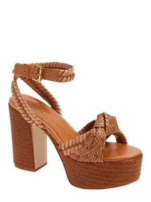 Schutz Khari Woven Platform Sandal - Cuoio Brown