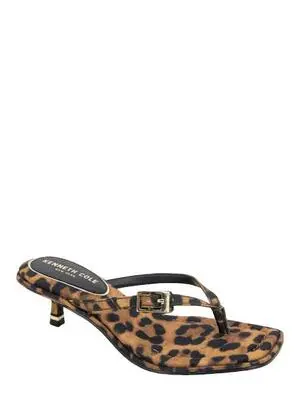 KENNETH COLE Gillie Kitten Heel Slide Sandals - Leopard Fabric