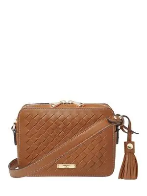 ASPINAL OF LONDON Leather Slot Weave Camera Bag Brown