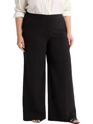 Nordstrom The Lennox Wide Leg Trousers - Black