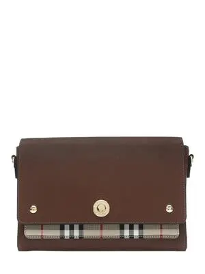 Burberry Vintage Check And Leather Note Crossbody Bag - Tan