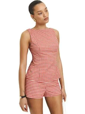 REFORMATION Reformation Eliana Two Piece Red Check