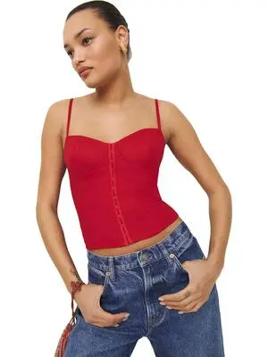 REFORMATION Christen Linen Top - Red