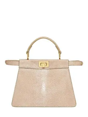 Fendi Peekaboo Iseeu Petitedove Gray Stingray Leather - Beige