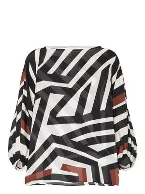 Max Mara Camino Striped Silk Top - Multicoloured