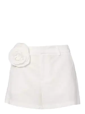 Blumarine Floral-appliqué Gabardine Shorts - White