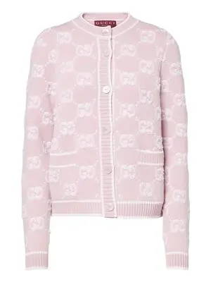 Gucci Gg Wool Bouclé Jacquard Cardigan - Pink