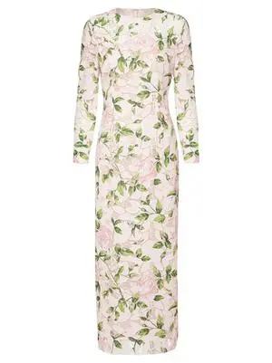 Oscar De La Renta Floral Guipure Lace Maxi Dress - Pink