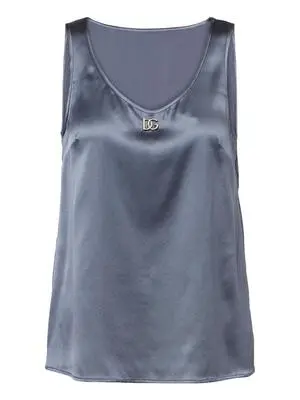 Dolce & Gabbana Silk-blend Top - Grey