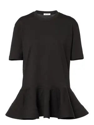 Alaïa Peplum Cotton Jersey T-shirt - Black
