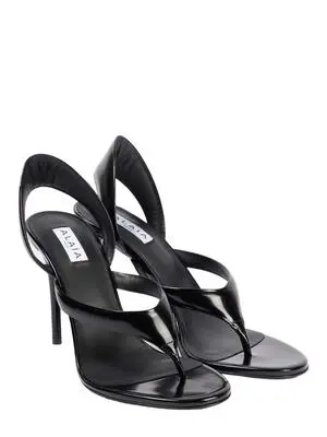 Alaïa Infradito Leather Thong Sandals - Black