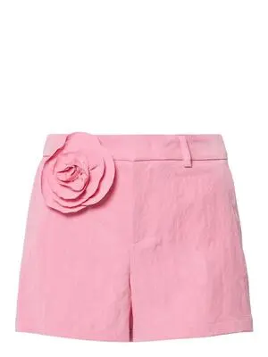 Blumarine Floral-appliqué Gabardine Shorts - Pink