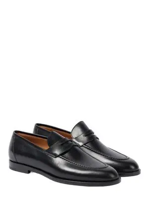Loro Piana Sergio Leather Loafers - Black