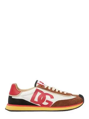 Dolce & Gabbana Dg Runner Suede-trimmed Sneakers - Brown