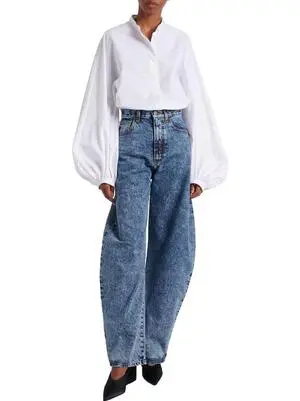 Alaïa High-rise Barrel-leg Jeans - Blue