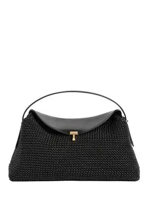 TOTEME T-lock Woven-leather Top Handle - Black