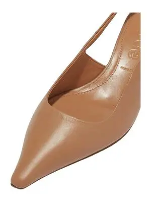 AeydĒ Catrina Leather Kitten-heel Slingback Pumps - Hazelnut