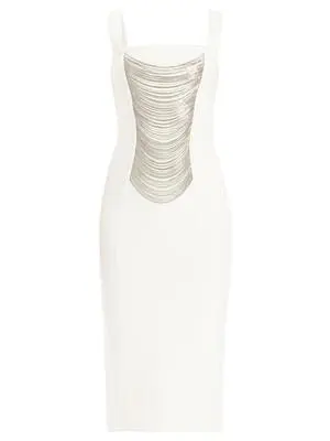 Herve Leger Francesca Chain-draped Midi Dress - Alabaster