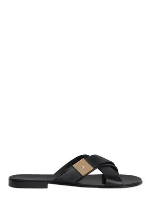 GIUSEPPE ZANOTTI Flavien Crowned Leather Sandals - Black