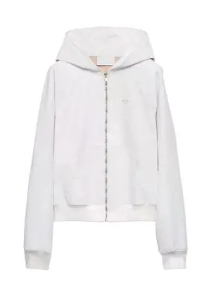 Prada Leather Zip-up Hoodie - White