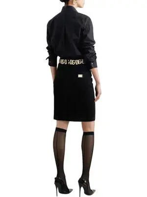 Dolce & Gabbana Midi Denim Skirt Black