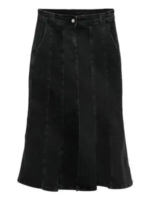 TWINSET Pleated Denim Skirt - Black