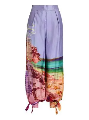 Zimmermann Printed Silk-twill Tapered Pants - Lilac
