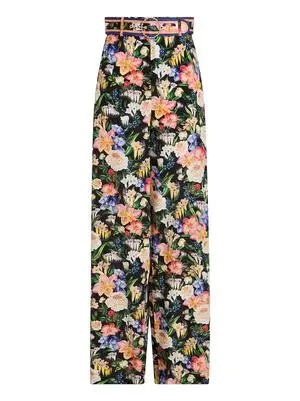 Zimmermann Floral-print Wide-leg Pants - Black