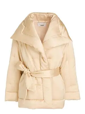 Zimmermann Padded Satin Wrap Jacket - Cream