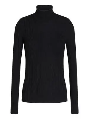 Zimmermann Ribbed Merino Wool Turtleneck Sweater - Black