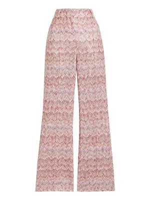 Missoni Metallic Crochet-knit Flared Pants - Red