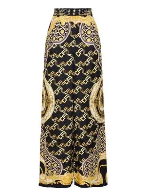 Camilla Crystal-embellished Printed Silk-twill Pants - Black
