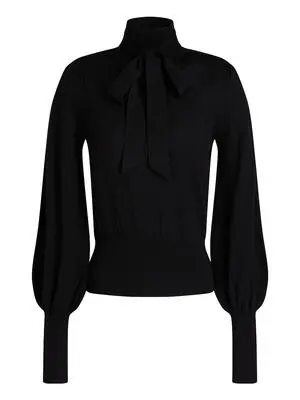 Zimmermann Merino Wool Turtleneck Sweater With Bow - Black