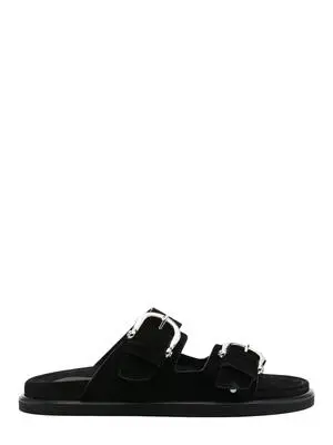 P.a.r.o.s.h Suede Flat Sandals - Black