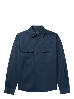 Zegna Cotton-blend Twill Overshirt - Blue