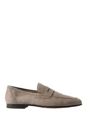 TOD'S Suede Penny Loafers - Neutrals