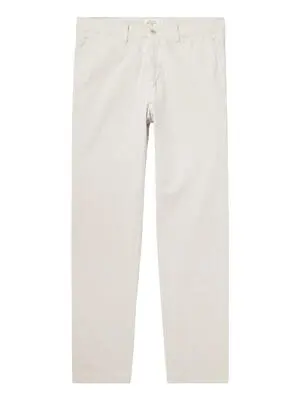 Hartford Tyron Slim-fit Straight-leg Cotton And Linen-blend Trousers - Neutrals