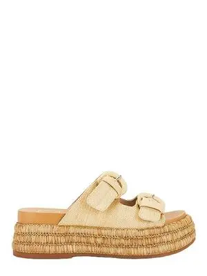 Dolce Vita Witny Raffia Platform Sandals - Light Natural Woven Raffia