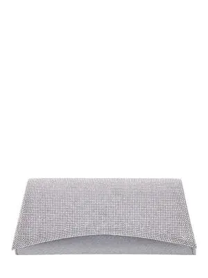 Nina Nina Enid Rhinestone Clutch Silver